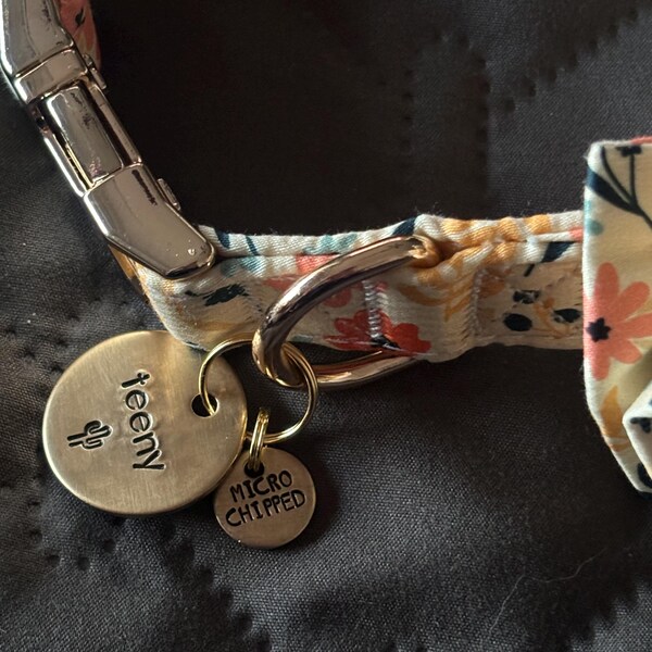 Dog Tag, Leather Tag, Silent ID Tag, Personalized Dog Tag, Small Dog ...