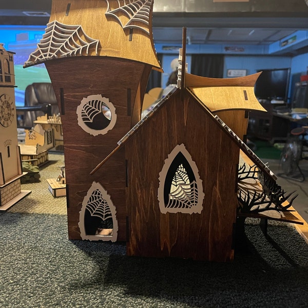 Halloween Laser Cut Files Haunted House Mansion 3D Glowforge SVG DXF ...