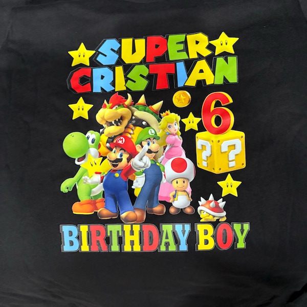 Personalized Super Mario Birthday Shirt, Custom Mario Bros Birthday ...