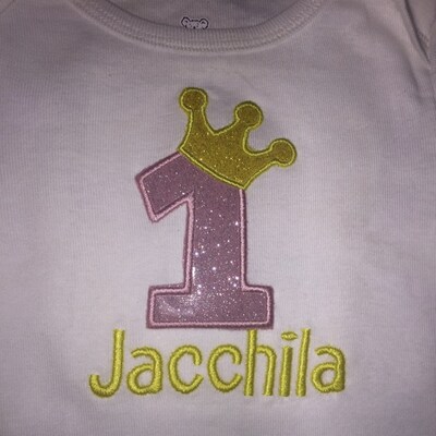 Princess Birthday Number 1 Applique Machine Embroidery Design - Etsy