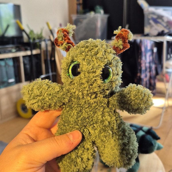Moss the Sprite Snuggler Crochet Pattern With Fluffy Yarn Tips, Moss ...