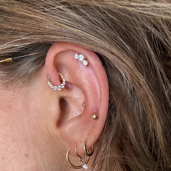 6mm 14K Solid Gold Helix Earring/cz Septum Ring/tragus Hoop/hoop ...