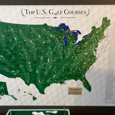 Personalized Golf Courses Tracking Map Map of Top 200 Golf Courses in ...