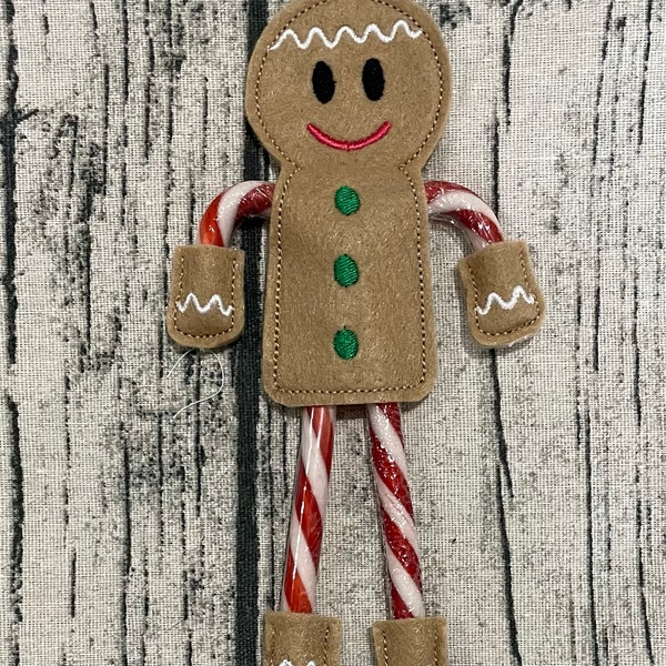 Candy Cane Gingerbread Man Embroidery Design File - Etsy