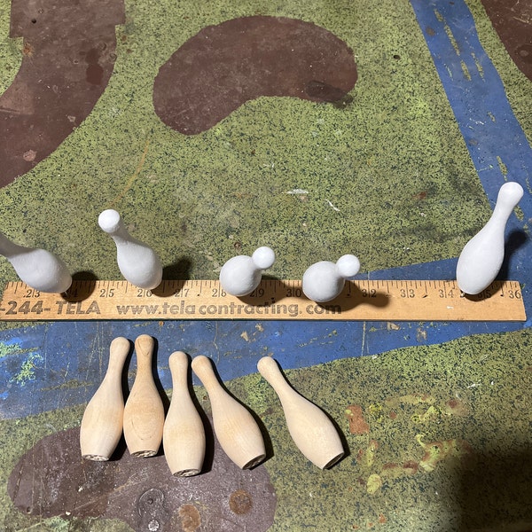 Miniature Wood Bowling Pins 3" Set of 5 - Etsy