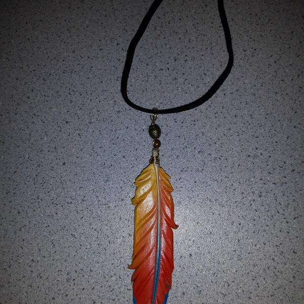 CUSTOM - 3-inch Leather Feather Pendant - Bird Feather Necklace - Etsy