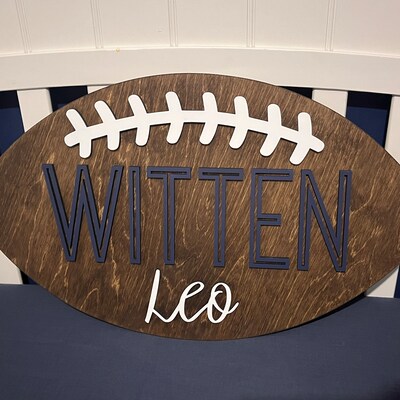 Football Name Sign 18-36 Diameter Round Sign Child Baby Name Football ...