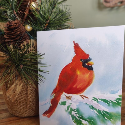 8 Christmas Cards : Hand Painted Watercolor Variety Pack Holiday Cards ...