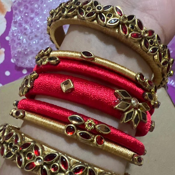 Silkthread Bangles/kundan Bangles/return Gift Bangles - Etsy