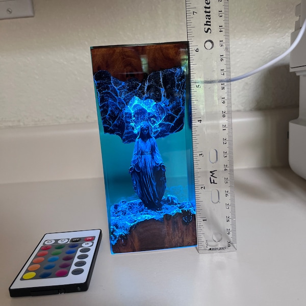 Blessed Mother Resin Wood Lamp,virgin Mary, Christian Art,christian ...