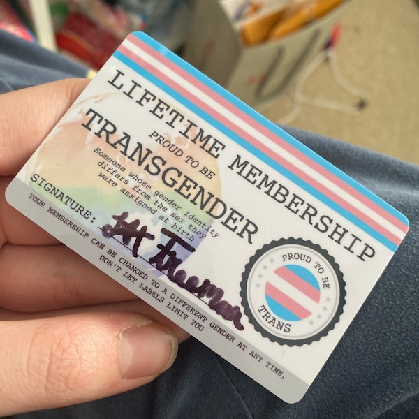 TRANSGENDER Lifetime Membership Card - Gay Pride Card - LGBT Identity ...