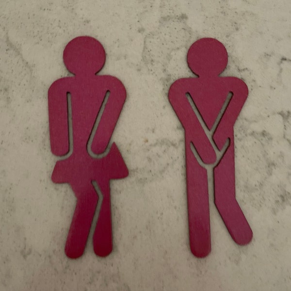 Funny Bathroom Sign Figures: Metal Restroom Decor - Set of 2 - Etsy