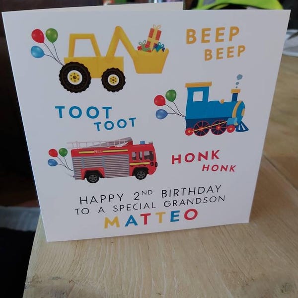 Personalised Digger 2nd Birthday Card for Boy, Custom 2 Today Card for ...