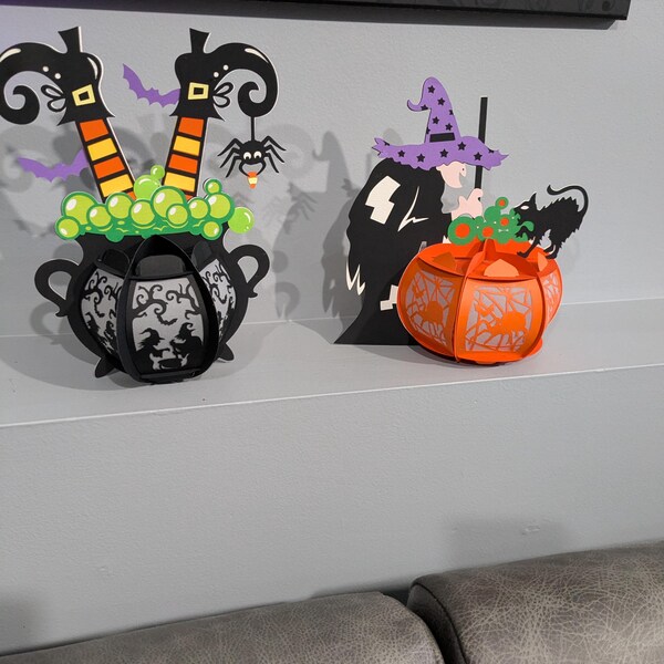 Set 3 Witch Pumpkin Lantern PDF, SVG, Studio Templates - Pumpkin ...