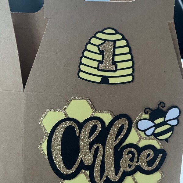 Honey Bee Theme Party Favor Boxes | 6x4x4 Inch Gable Boxes | First Bee ...