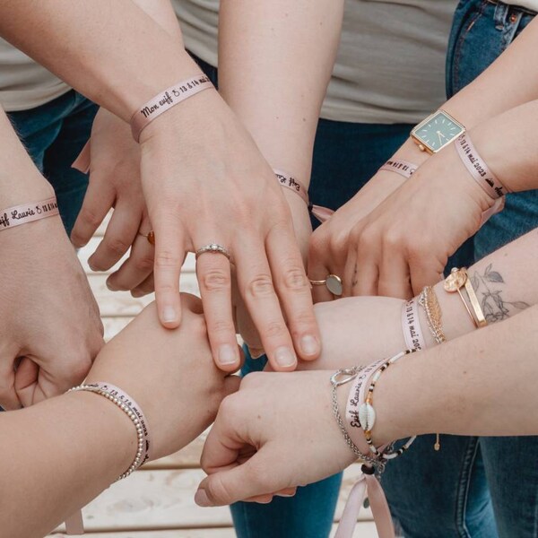 Bracelet ruban personnalisé avec écrou de FERMETURE pour EVJF, annonce ...