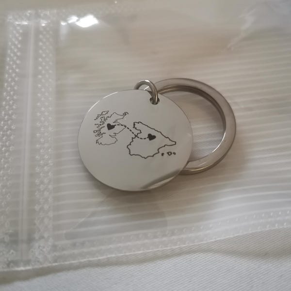 Personalised Country Keychain Two Home Keyring State Keychain Long ...