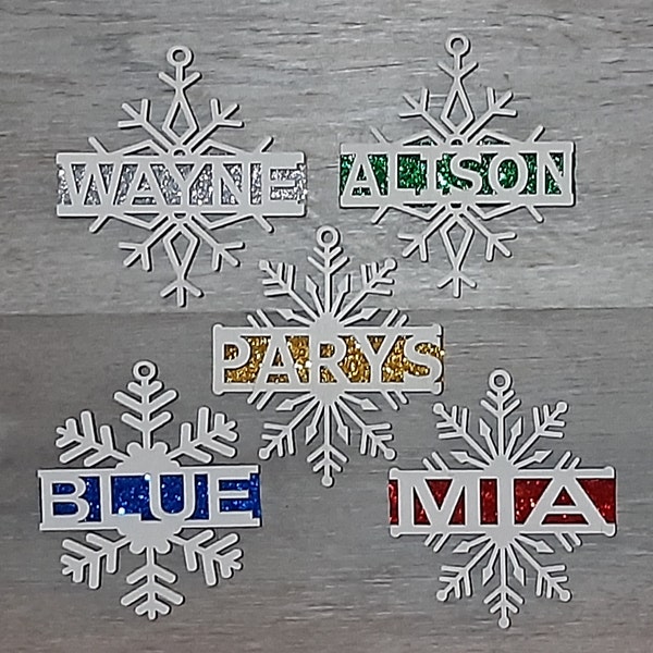 Snowflake Ornament Gift Tag Bundle SVG; Laser Cut Split Monogram/bauble ...