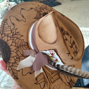 Hidden Gem's Womens Rancher Western Hand Burned Made to Order Cowgirl Extra Wide Brim ...