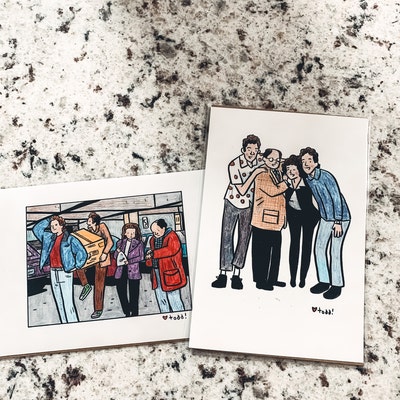 Seinfeld, 4 X 6 Inch Print, Crayon Drawing, Illustration, Jerry ...