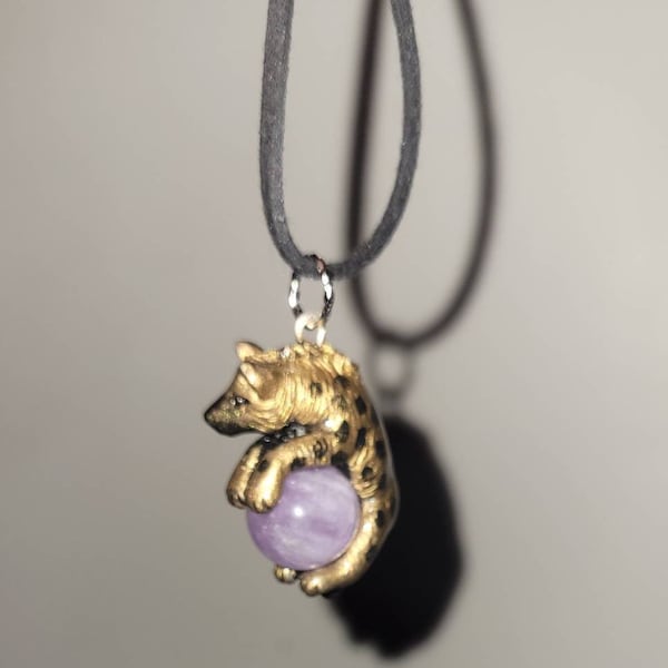 Hyena Necklace With Custom Color Gem - Etsy