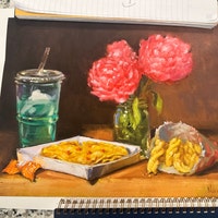 PBJ & Jar of Milk NOAH VERRIER Original Still Life Oil Painting, Signed ...