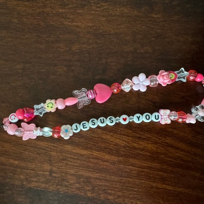 Personalised Beaded Phone Charm Mobile Strap Any Name or Text Any ...