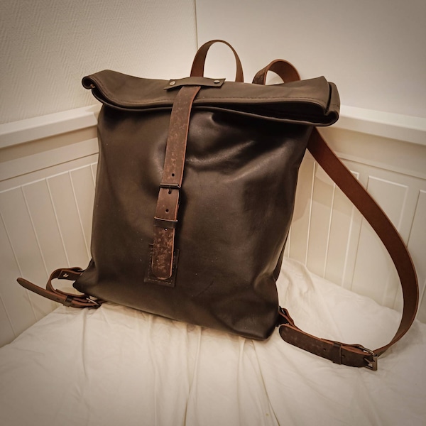Leather Roll Top Backpack Pattern: Travel Laptop Bag (PDF + SVG ...