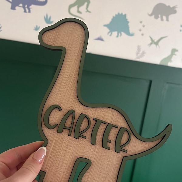 Dinosaur Name Sign Personalised Dino Kids Door Sign Boys Bedroom ...