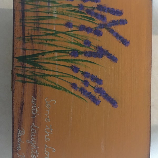 Wood Tea Box With Autumn Leaves, Hand-painted Customized Wooden Storage ...