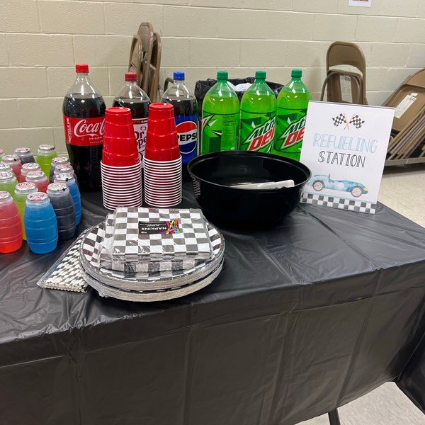 Fueling Station Party Sign Race Car 2nd Birthday Two Fast Table Sign ...