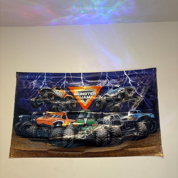 Monster Jam Wall Mural – 3 X 5 Foot Fabric Wall Decoration. Polyester ...