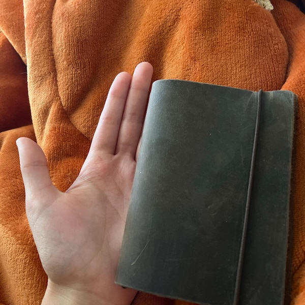 REFILLABLE Personalized Leather Pocket Journal With Elastic Closure ...