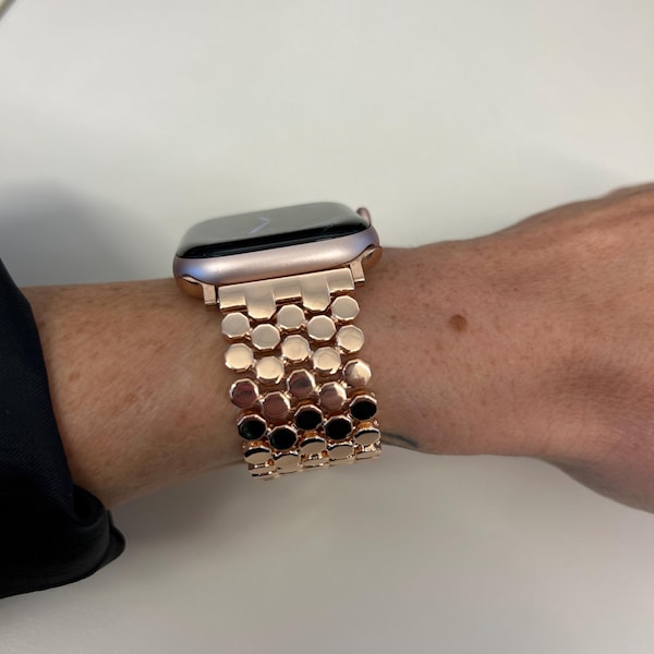 Honeycomb Apple Watch Band Gold Silver Rose Gold Black Metal for 9 8 7 ...