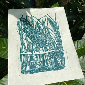 Mini Cicada Linocut Print - Etsy