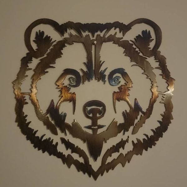 Metal Grizzly Bear Face Wall Art - Etsy