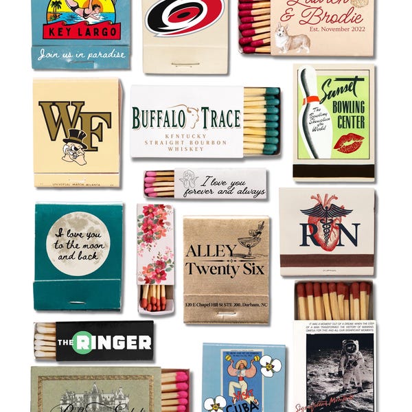 VINTAGE MATCHBOOK PRINT, Trendy Matches Poster, Retro Matchbox Wall Art ...