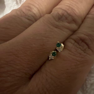 Tiny Two Stone Stud Birthstone Stud Sterling Silver Earring Gold Stud ...