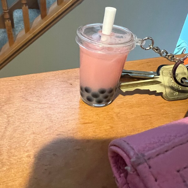 Personalized Liquid Boba Keychain, Shaker Bubble Tea Key Chain, Liquid ...