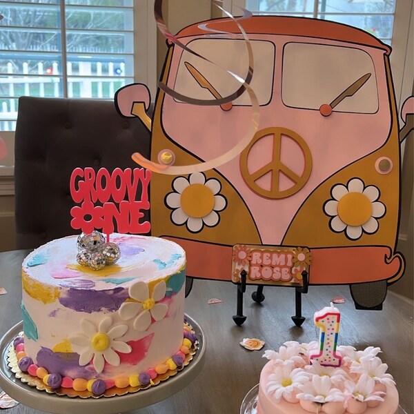 Groovy One Cake Topper, Groovy One, Groovy Birthday Decorations, 70s ...