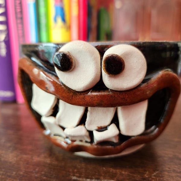 PENELOPE Pottery Chicken Mug in Blue. Cute Hot Tea Mug. Funny Face ...