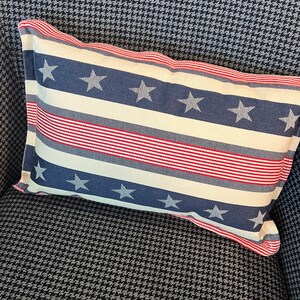 Patriotic Americana Patchwork Design Pillow Red White and Blue Stars ...