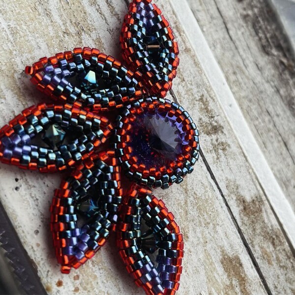 Beading Tutorial - Sun - Beaded Pendant With a Rivoli Incl. Earrings - Etsy