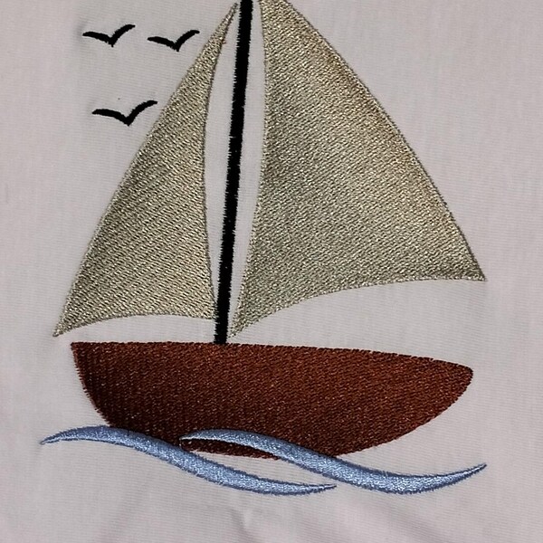 Sailboat Embroidery Design, 5 Sizes, Instant Download - Etsy