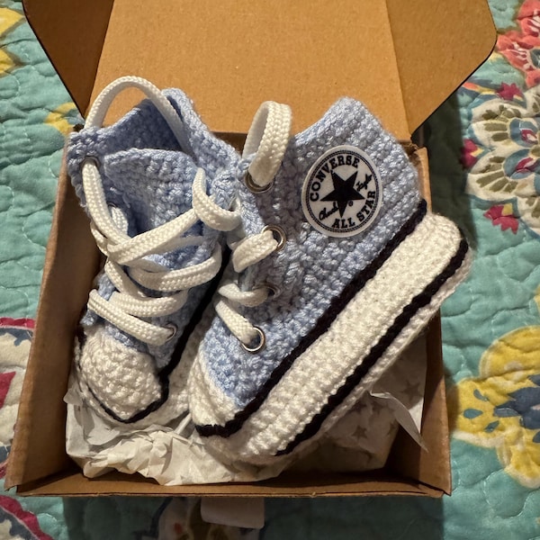 Soft Baby Blue Booties - Crochet Baby Sneakers - Knitted Newborn Shoes ...