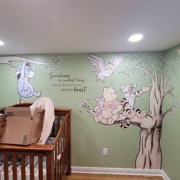 Winnie the Pooh and Friends on Tree With Quote Nursery Wall Decal ...