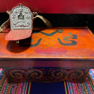 Tibetan Finest Buddhist Chokchi Wooden Carved Foldable Tea Table Nepal ...