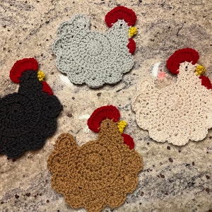 Chicken / Hen Coasters Set of 4, Farmhouse Decor, Rooster, Housewarming ...
