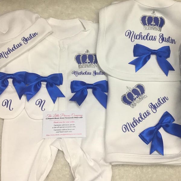 Newborn Baby Boy Homecoming Set, Any Name Sleepsuit / Babygrow Hat ...