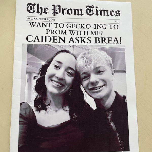 Printed and Shipped Prom Proposal Newspaper Bouquet Wrap, Custom ...